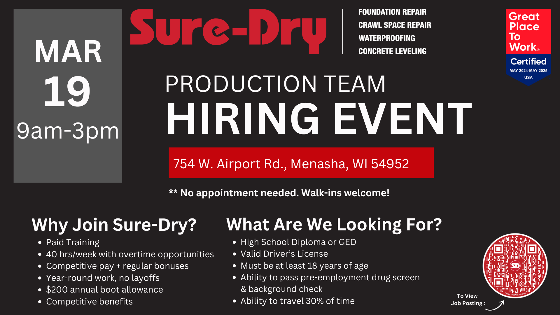 Sure-Dry to Host In-Person Hiring Event in Menasha - Fox Cities Chamber ...